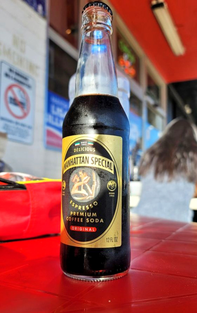 Manhattan Special coffee soda&mdash;the authentic New York beverage experience. Like liquid tiramisu in a bottle, it's the perfect pizza companion.