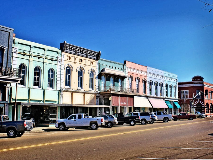 Pastel-colored storefronts line Arcadia's main street, a rainbow of architectural confections that would make Wes Anderson consider filming his next quirky masterpiece here. 