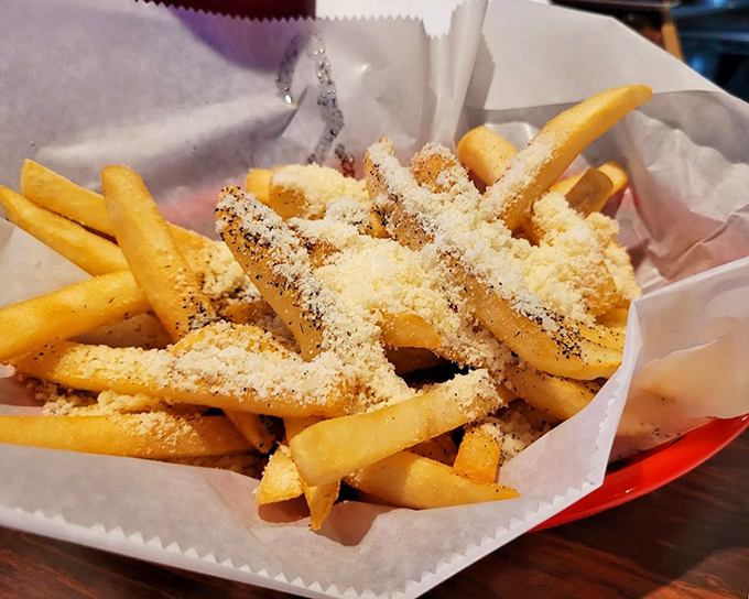 Parmesan-dusted fries that elevate the humble potato from side dish to main event. The perfect companion for any sandwich.