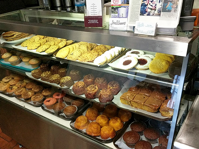 The pastry case: where good intentions about "just having coffee" go to die. Resistance is futile, and honestly, why bother?