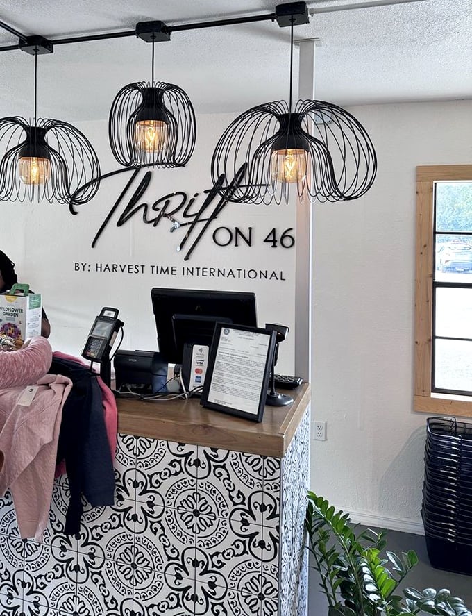 The stylish check-out counter where treasures receive their final blessing before embarking on second acts in new homes.