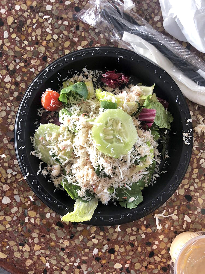 A crab salad that respects the seafood enough to let it shine. No drowning in mayo here &ndash; just fresh ingredients having a delicious conversation.