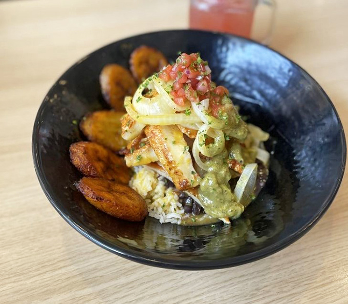 A Cuban Bowl that transports you to Havana without the airfare&mdash;rice, beans, and plantains creating a vacation in every bite.