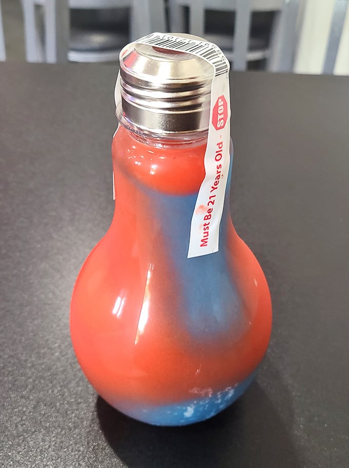 Red, white, and blue layers in a bottle prove that patriotism tastes even better when frozen.