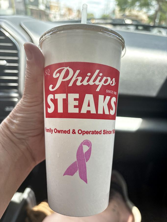 Even the cups at Philip's sport the iconic branding&mdash;a reminder you're experiencing a genuine Philadelphia institution with every sip.