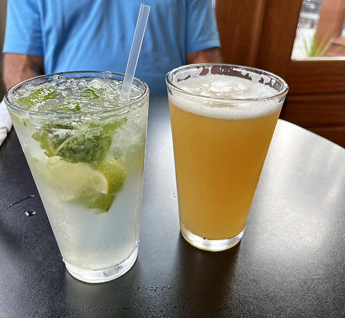 Cold beverages waiting patiently to wash down all that incredible comfort food you're about to devour.