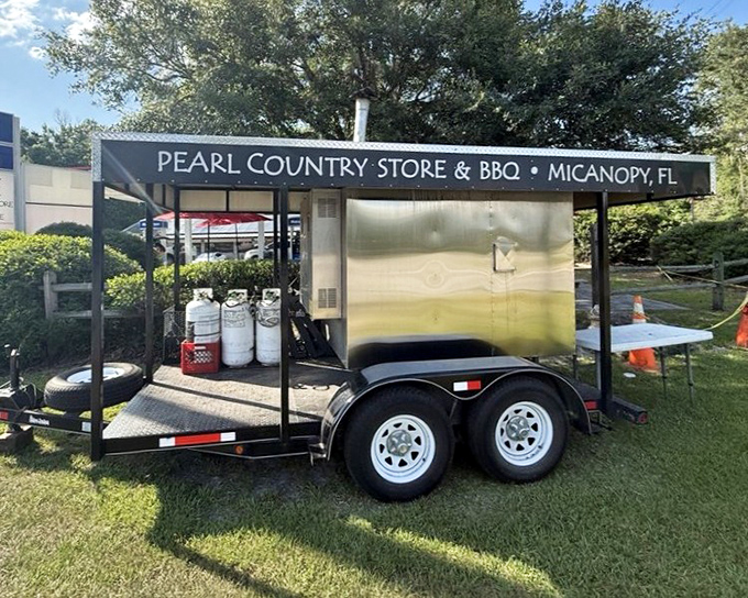 Where smoke meets commerce. The mobile smoker announces Pearl's presence with authority &ndash; and the intoxicating scent of barbecue.