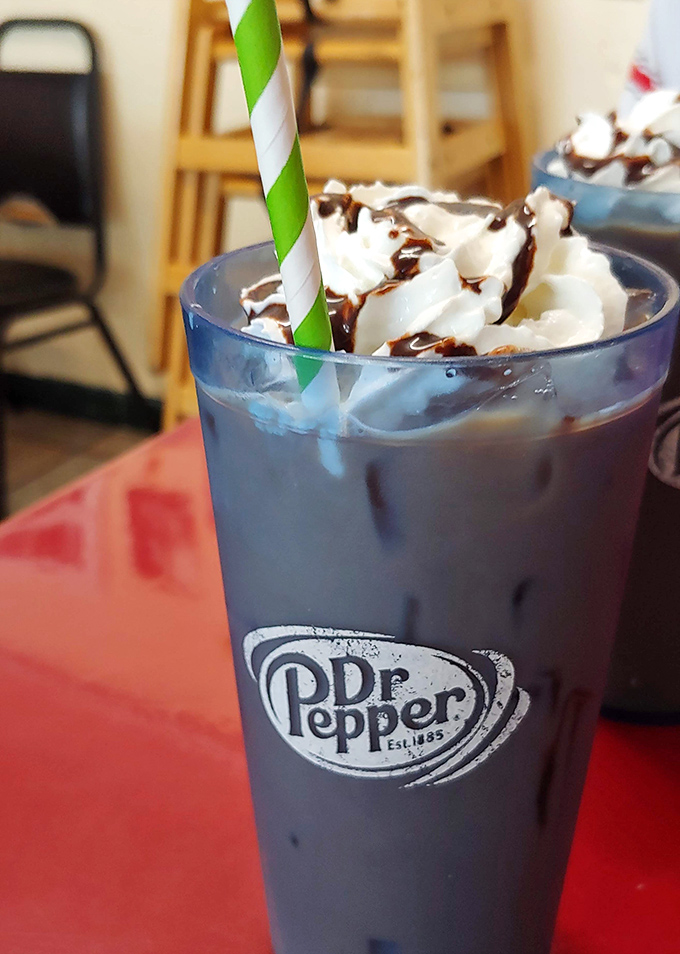 When Arizona heat meets childhood nostalgia: a Dr. Pepper float with whipped cream that takes you back to simpler times.