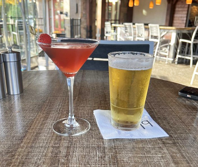 Liquid courage comes in many forms&mdash;here, a ruby-red martini flirts with a golden beer, like the odd couple of beverages that somehow work perfectly together.