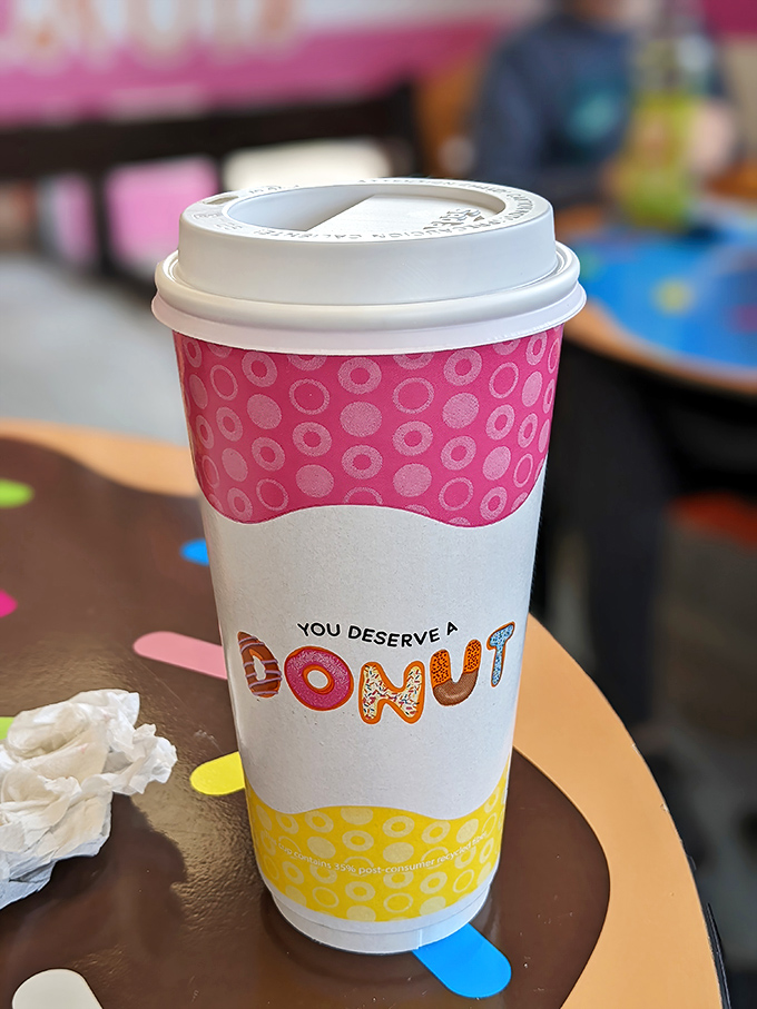 "You deserve a donut" &ndash; truer words have never been printed on a coffee cup.