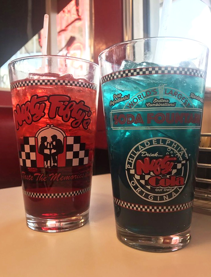 Soda fountain classics in glasses that remember when a nickel bought happiness and change.