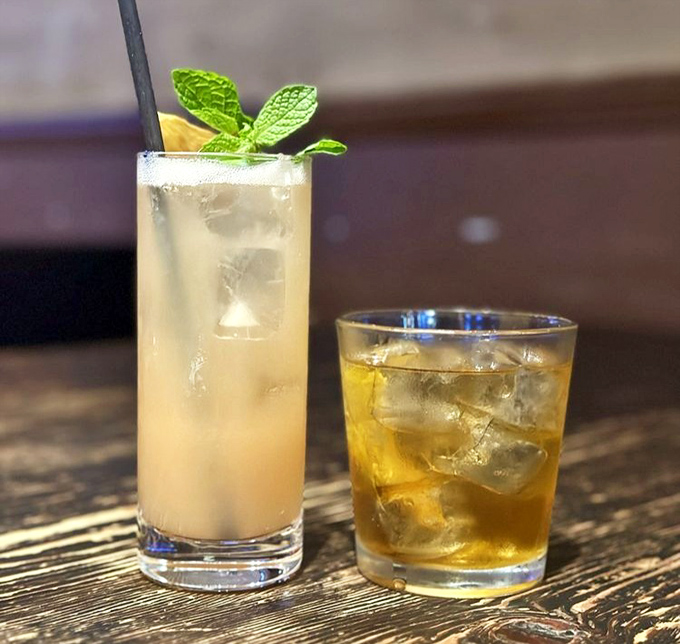 Cocktails and barbecue&mdash;a pairing as perfect as Astaire and Rogers. That mint garnish isn't just pretty; it's working overtime to refresh between bites.