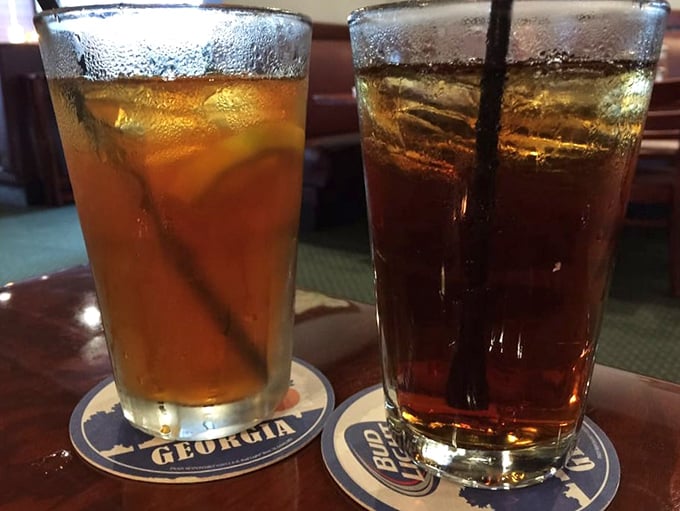 Sweet tea and soda—the unofficial beverages of the South. These glasses sweat almost as much as you will when deciding between steak and ribs.