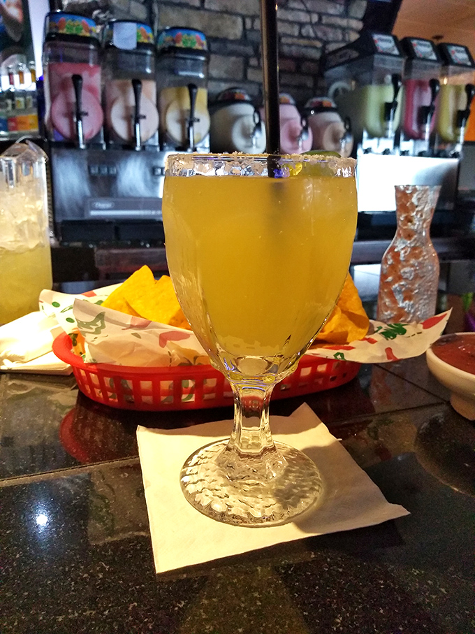 This isn't just a margarita&mdash;it's liquid sunshine in a salt-rimmed glass. Paired with those house-made chips, it's the perfect start to your Mexican feast.