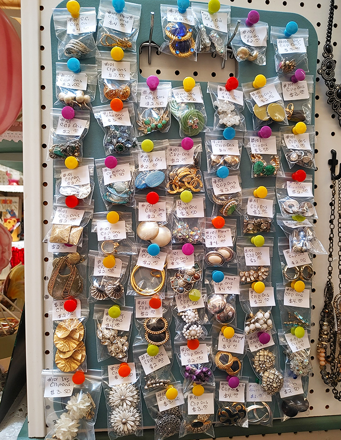 Tiny treasures with big personality&mdash;each bagged and tagged earring set represents someone's former statement piece, ready for its comeback tour.