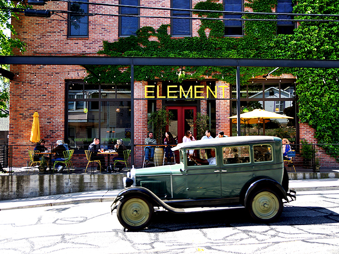 Element restaurant brings farm-to-table dining to Gold Country. That vintage car parked outside isn't delivering UberEats—it's delivering pure nostalgic atmosphere.
