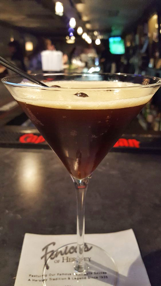 An Espresso Martini that bridges the gap between dessert and nightcap, served with a napkin bearing the restaurant's storied name.