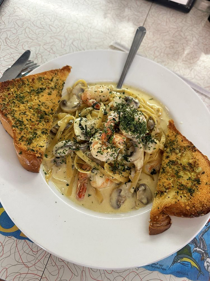 Pasta that proves diners can do Italian with flair. Those shrimp aren't just swimming in sauce&mdash;they're doing the backstroke in creamy heaven.