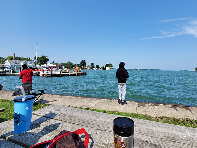 Patience cast in human form. These anglers know that fishing isn't about catching—it's about the beautiful nowhere you get to be while waiting.