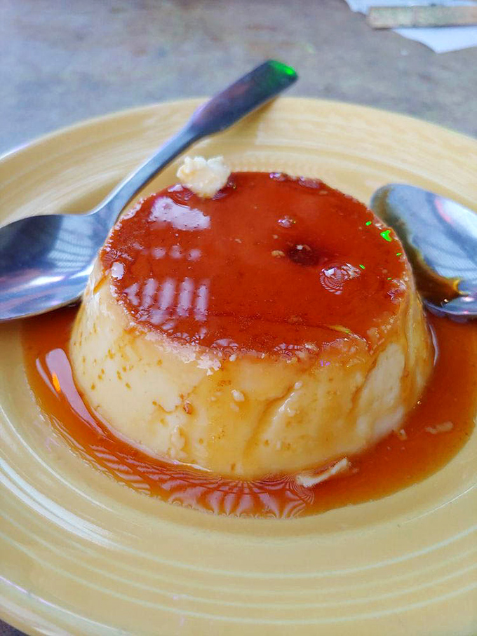This flan wobbles with the confidence of a dessert that knows it's about to make someone very happy.