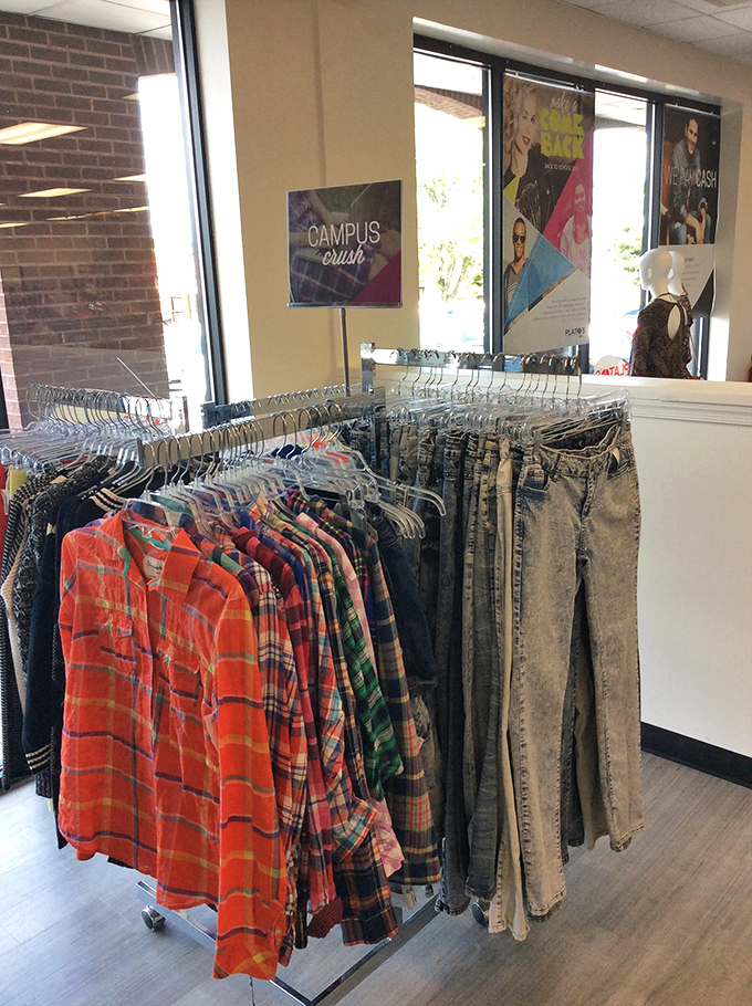 The "Campus Crush" section features flannel shirts and denim that would make any college student look stylish while maintaining their ramen noodle budget.
