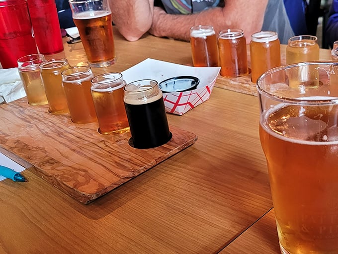 A flight of liquid gold awaits the indecisive beer lover. Like a choose-your-own-adventure story, but every ending is delicious.