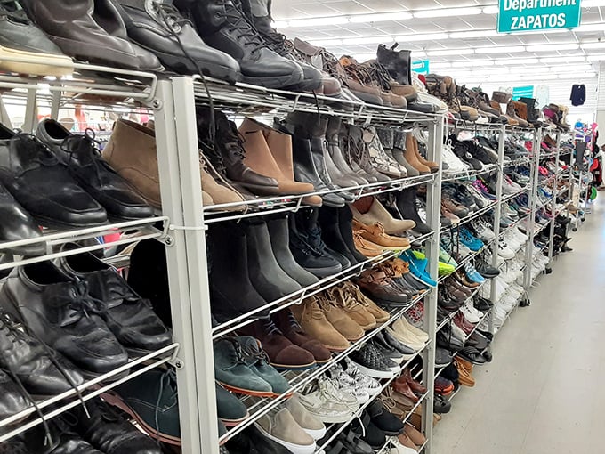 Footwear fantasies come true in the shoe section, where barely-worn boots and practical pumps find their perfect match.