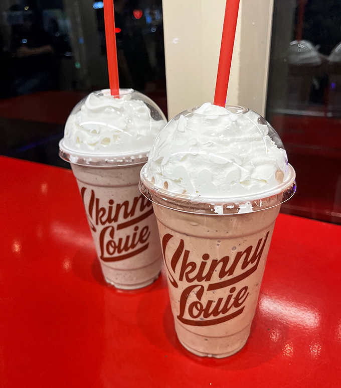 Milkshakes thick enough to require serious straw commitment. The perfect sweet counterpoint to all that savory burger goodness.