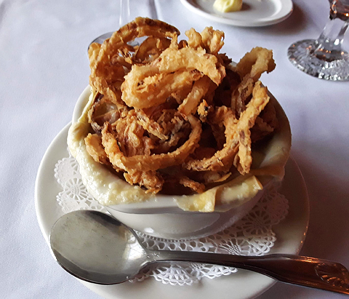 French onion soup crowned with golden, bubbly cheese - comfort food royalty in a crock.