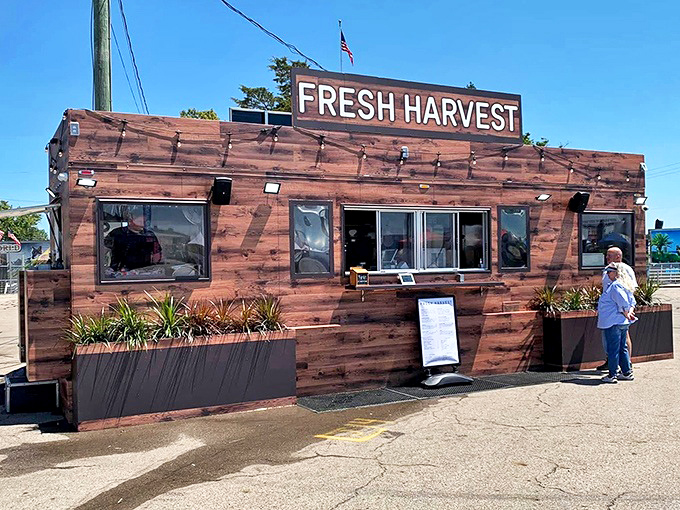 Fresh Harvest's rustic wooden exterior promises farm-to-table goodness without pretension. The kind of place where "locally sourced" isn't just a buzzword, it's a way of life.