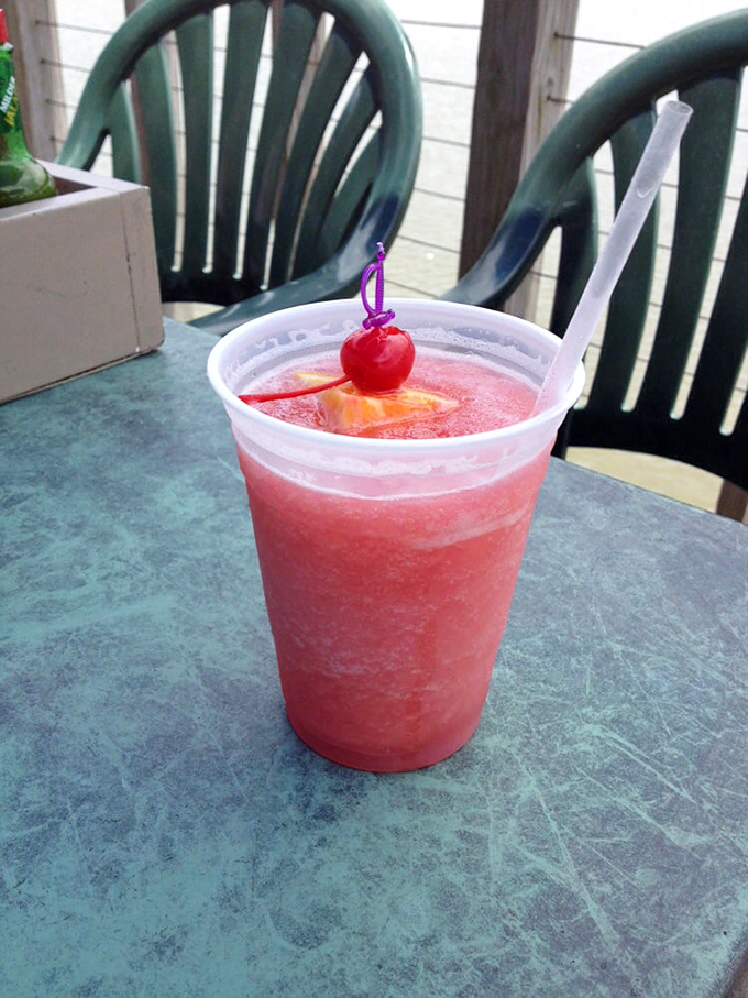 A frozen rum runner that tastes like vacation in a cup. The perfect companion while watching boats drift by on a warm Florida afternoon.