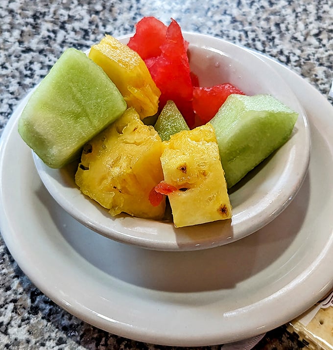 Fresh fruit that brings a pop of color and vitamin-packed goodness to the table &ndash; nature's palate cleanser between bites of diner decadence.