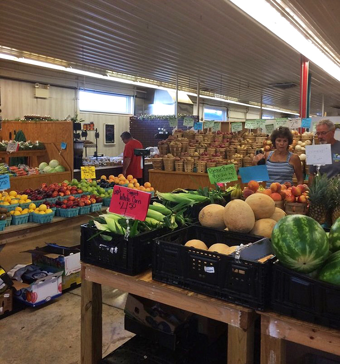 Nature's candy counter! These farm-fresh fruits and vegetables haven't seen the inside of a corporate warehouse&mdash;they've just traveled from field to table.