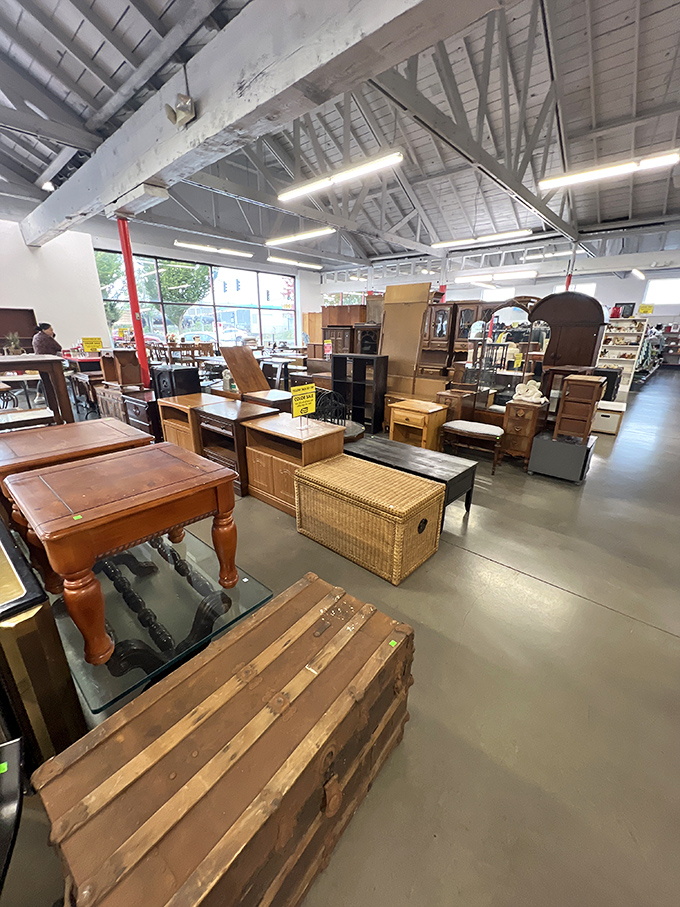 Furniture arranged like a showroom, except these pieces have actually lived a little and have character to prove it.