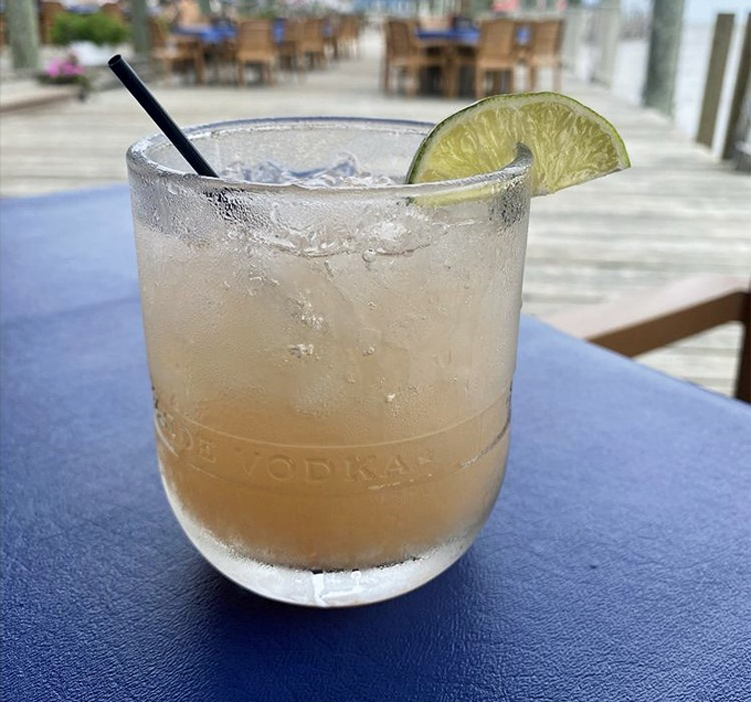 A cocktail with a view&mdash;because somehow that tequila tastes even better when you're watching boats drift by on the Murderkill River.