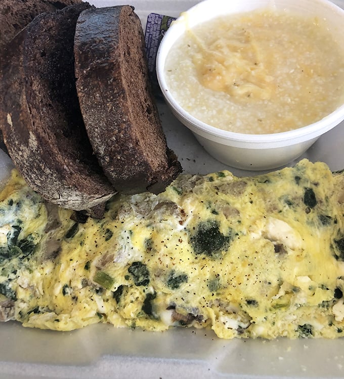 Fluffy eggs meet creamy grits in a Southern symphony that'll make your taste buds sing hallelujah.