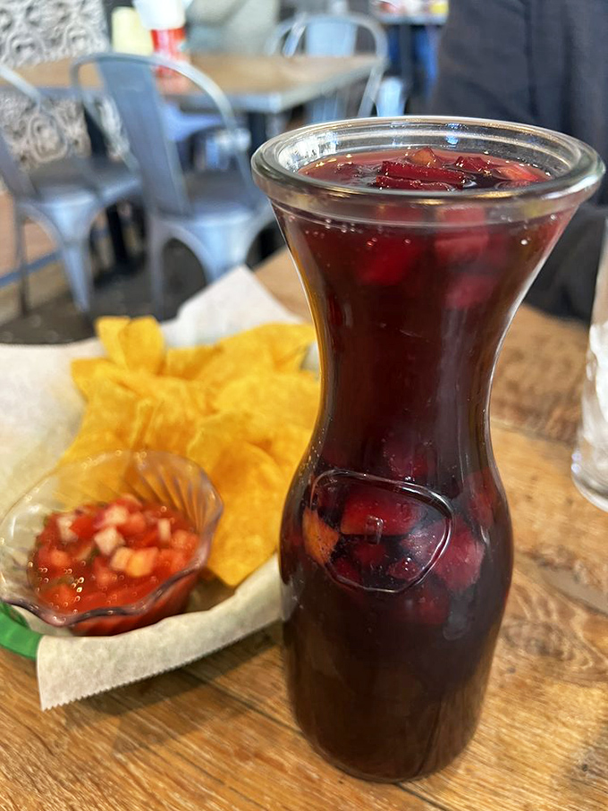 The jamaica agua fresca – deep ruby red and refreshing as a dip in the Pacific on a hot Mission day.