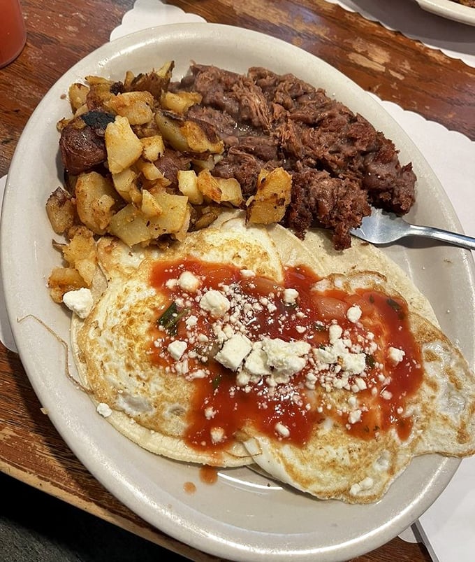 Eggs with attitude and potatoes with purpose. This plate doesn't just feed you&mdash;it respects you.