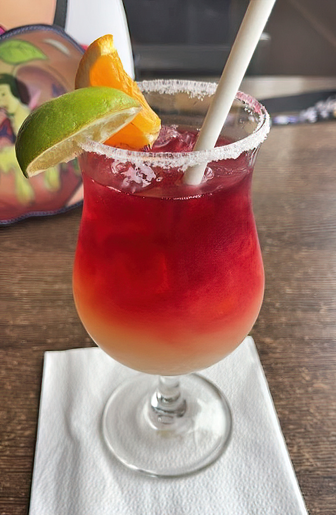 The kind of cocktail that makes you forget you came for the seafood. Sunset in a glass, with a little kick to remind you you're alive.