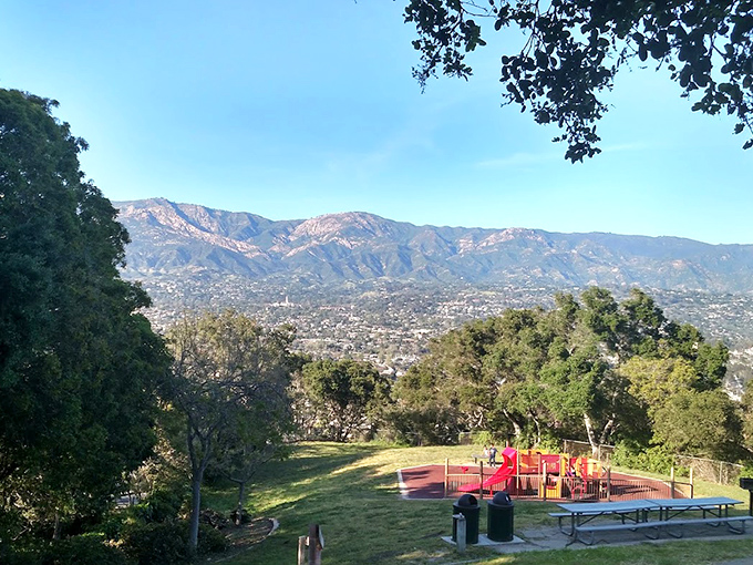 From this playground perch, kids get million-dollar mountain views that would cost their parents several million in real estate elsewhere.