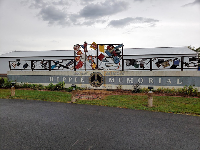 The Hippie Memorial – possibly the last thing you'd expect in Amish country. This 62-foot concrete contradiction proves Arcola embraces all parts of American culture.