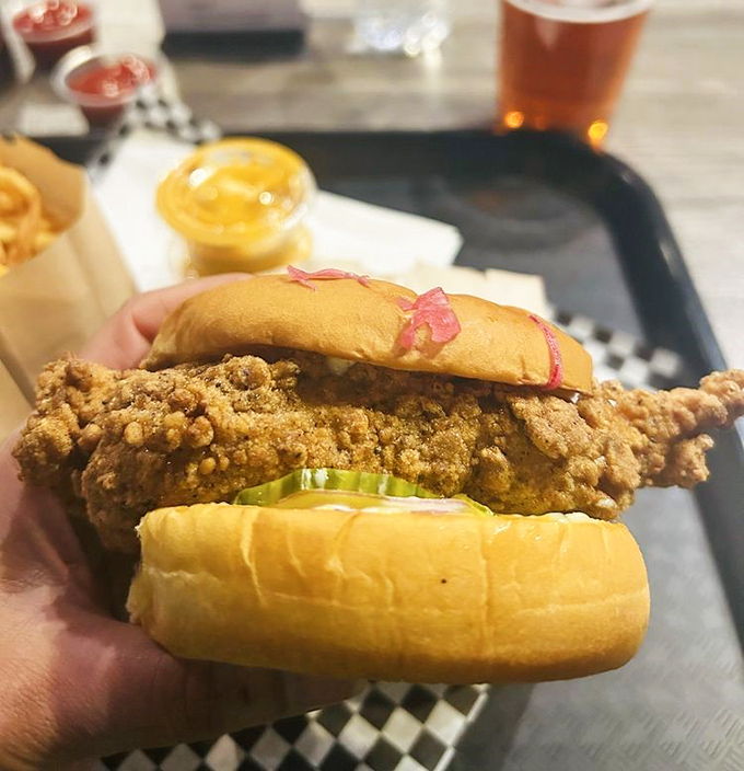 This chicken sandwich isn't messing around &ndash; the golden crust practically auditions for its own Broadway show.