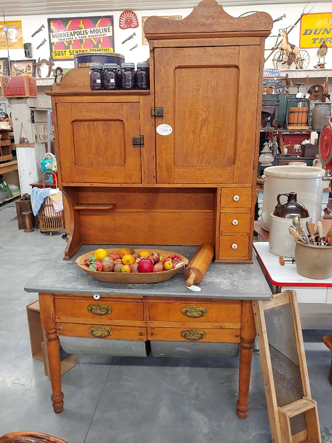 The Hoosier cabinet&mdash;kitchen command center of yesteryear! Before built-ins and islands, this oak beauty organized everything from flour sifting to rolling pins.
