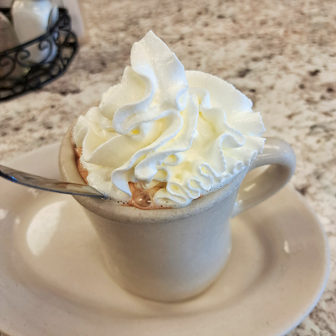 Hot chocolate topped with a cloud of whipped cream&mdash;winter's perfect antidote and proof that happiness can indeed come in liquid form.