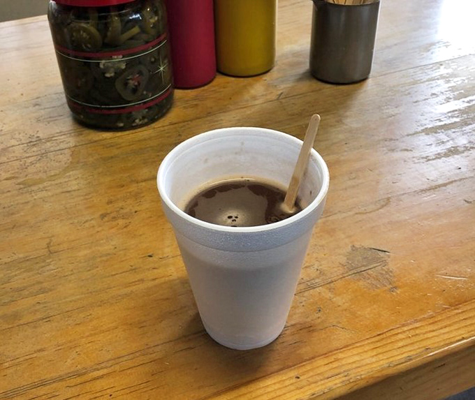Even the hot cocoa comes with zero pretension, served in a styrofoam cup on a well-worn wooden counter that's seen decades of elbows.