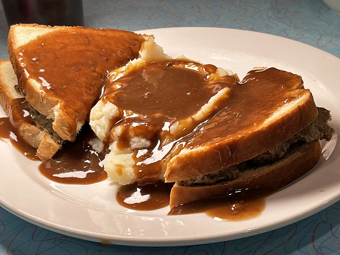 The hot meatloaf sandwich&mdash;where gravy isn't just a topping but a philosophical approach to life's problems.