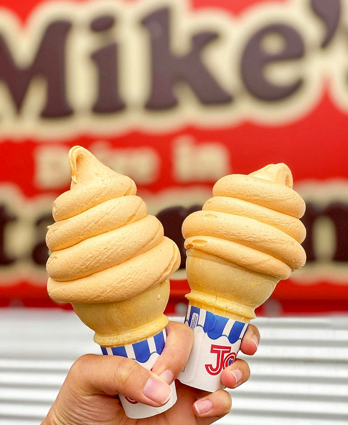 Soft-serve cones standing tall and proud, like edible monuments to summer days that never seem to end.