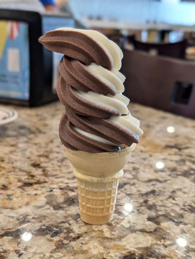 Chocolate and vanilla soft serve twisted together like the perfect marriage&mdash;neither partner compromising, both making each other better.