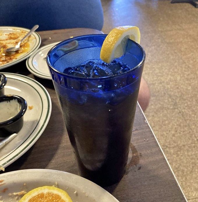 That cobalt blue glass isn't just serving iced tea&mdash;it's delivering liquid refreshment with Southern hospitality in every sip.