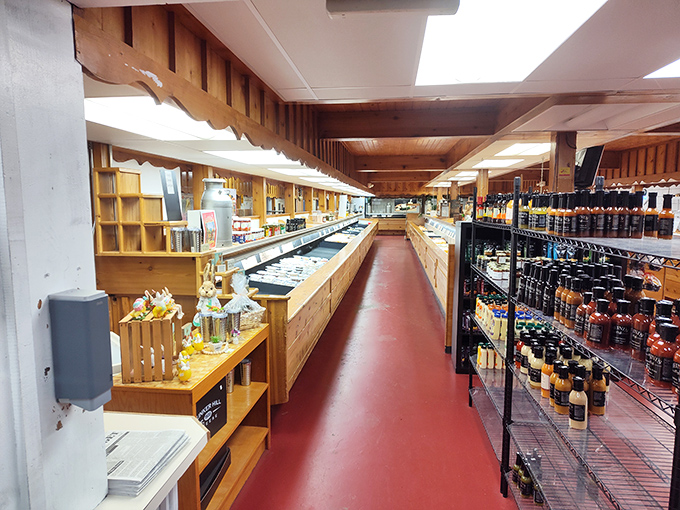 Red floors guide you through a wooden wonderland of dairy delights. The simplicity of the space lets the star attractions&mdash;those cheeses&mdash;truly shine.